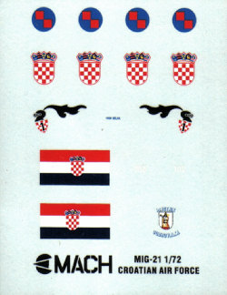 Mach Decals sheet 1; Croatian MiG-21Bis, by Graham Mison